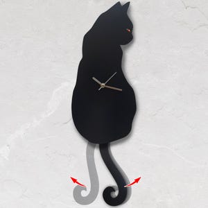 Black Cat Swinging Wall Clock, Cat Clock, Cat Clock With Moving Tail, Gift for Black Cat Lovers ...