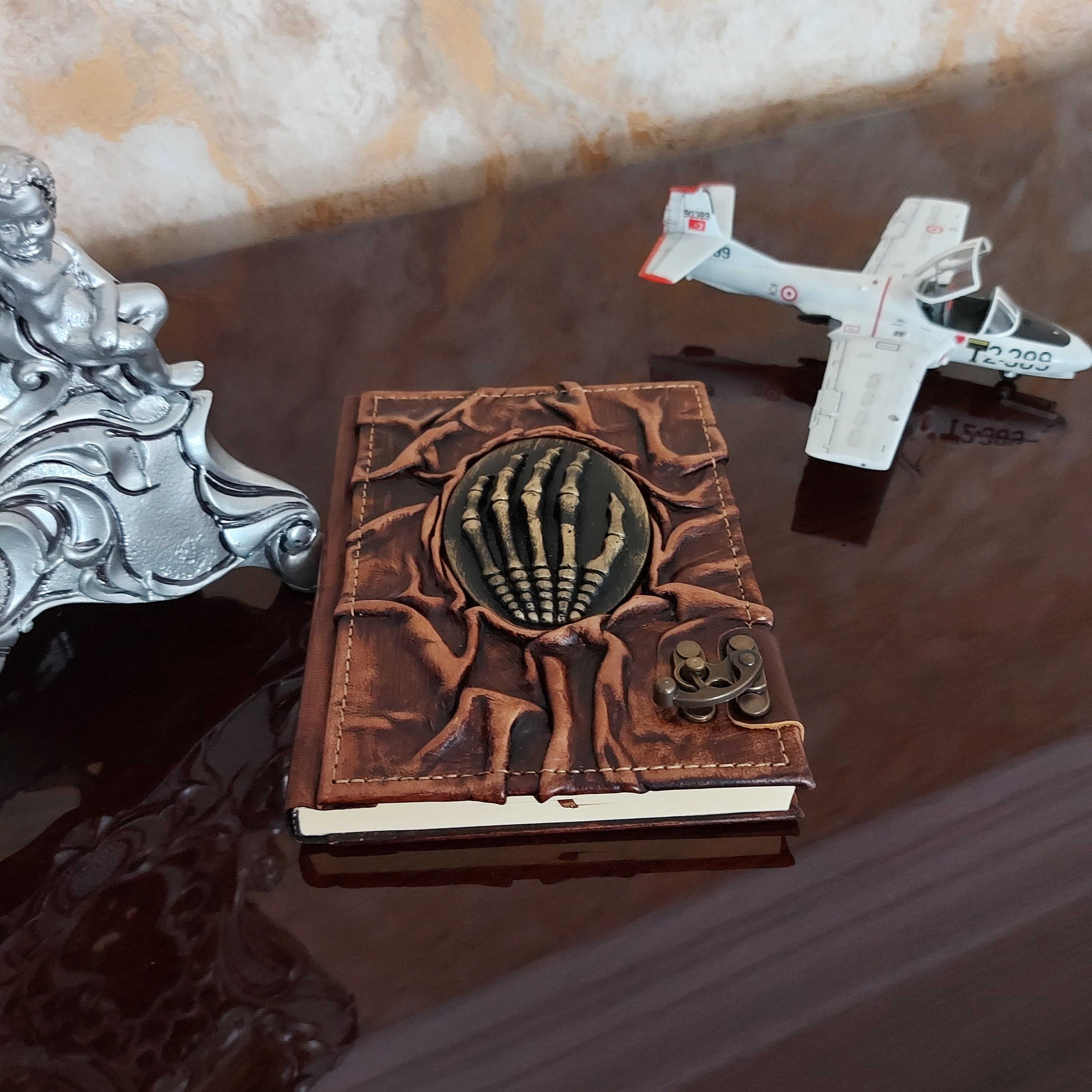 Skeleton Hand Leather Journal, Handmade Chamois Paper Notebook - Etsy