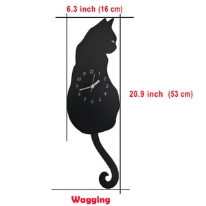 Black Cat Swinging Wall Clock, Cat Clock, Cat Clock With Moving Tail ...