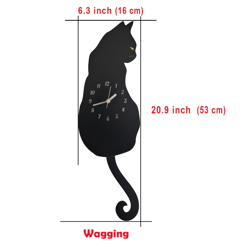 Black Cat Swinging Wall Clock Cat Clock Cat Clock With - Etsy