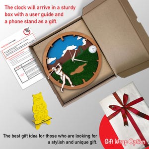 Custom Golf Gift Handmade Wooden Wall Clock With Real Golf Ball and ...