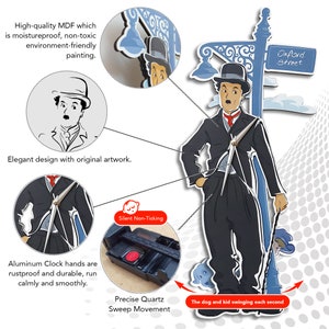 Charlie Chaplin Pendulum Wall Clock, Chaplin Swinging Legs, Whimsical ...