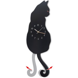 Black Cat Swinging Wall Clock, Cat Clock, Cat Clock With Moving Tail ...