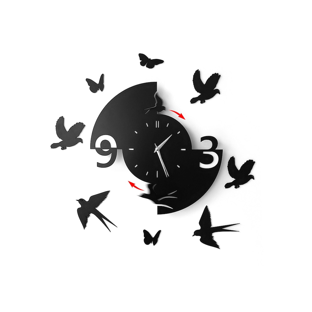 Birds Swinging Wall Clock, Bird and Butterfly Pendulum Wall Clock ...