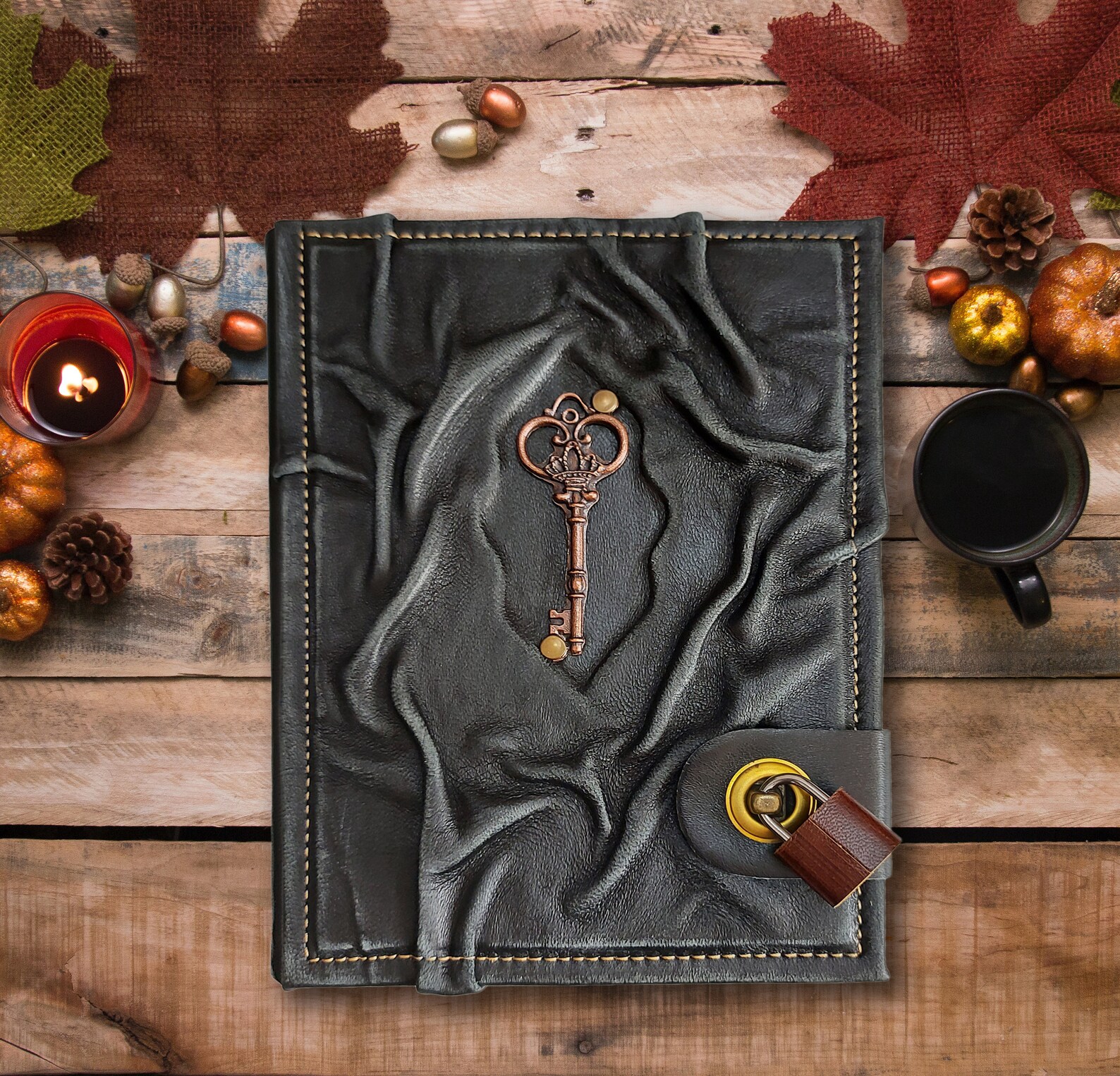 Antique Key Figured Leather Diary Locked Book Handmade | Etsy