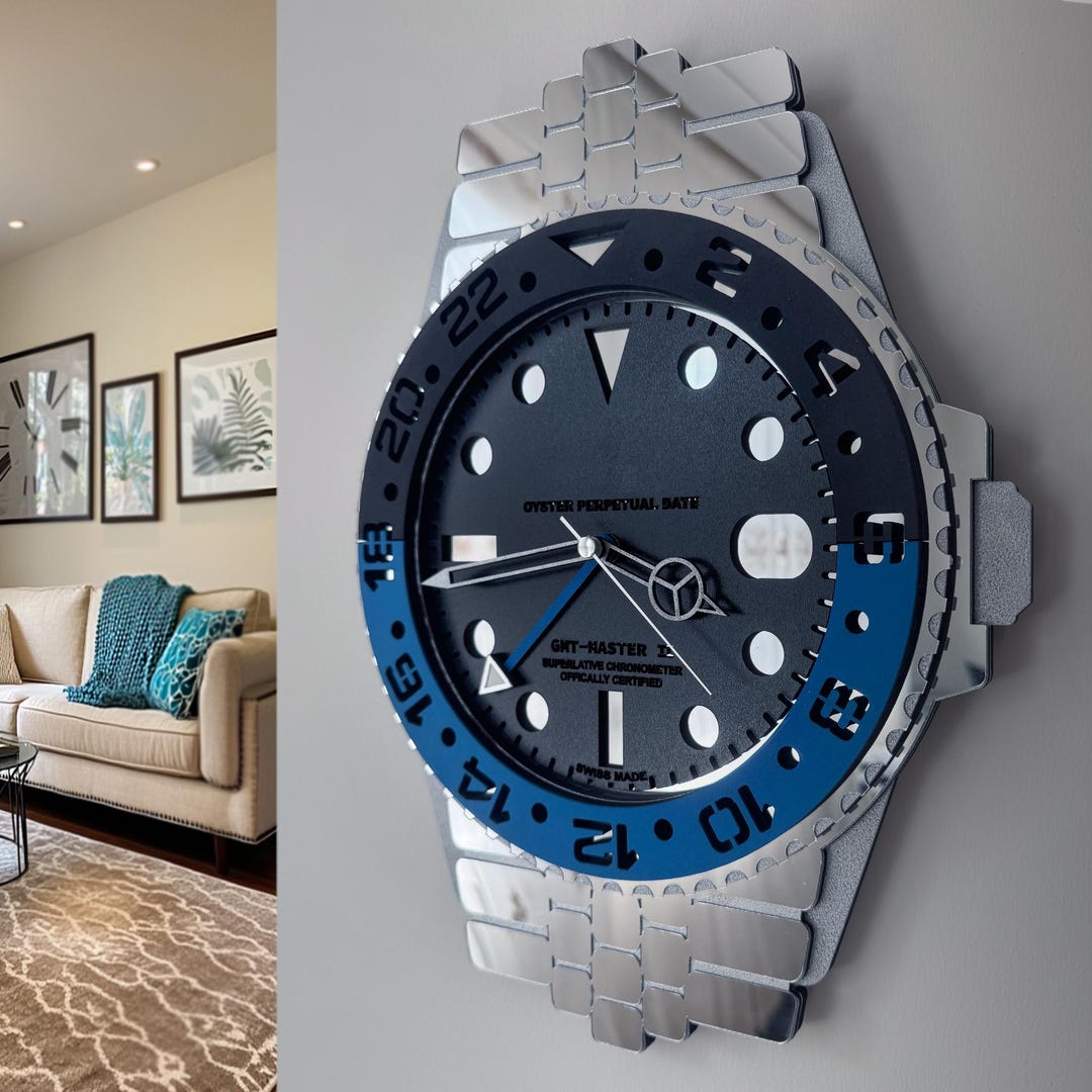 Handmade Luxury Watch Style Wall Clock, Large 3D Silent Analog ...