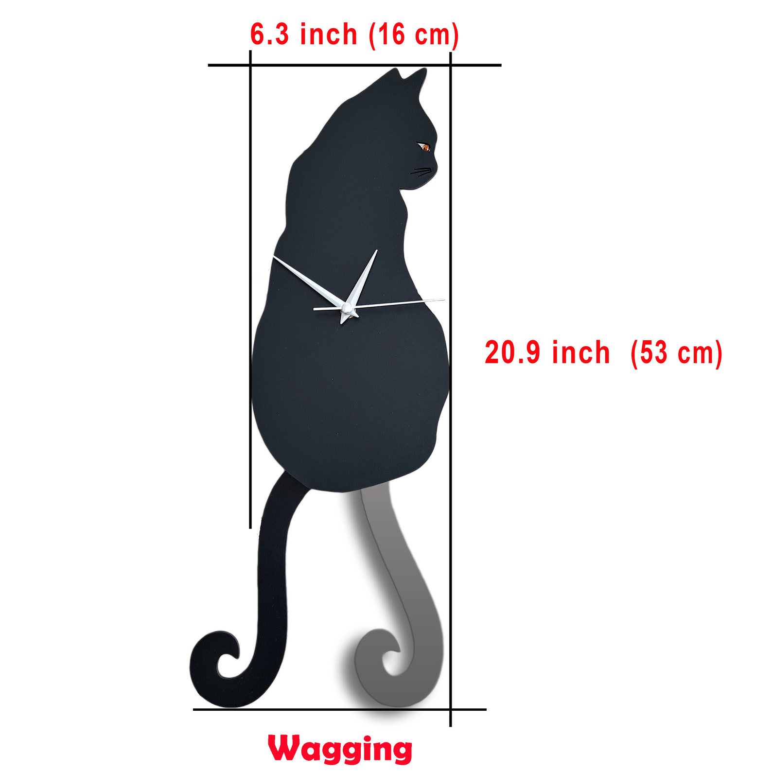 Black Cat Swinging Wall Clock, Cat Clock, Cat Clock With Moving Tail ...
