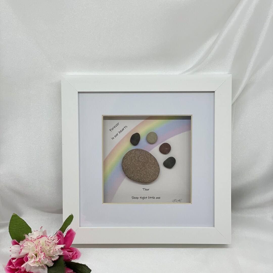 Pet Sympathy Pebble Picture, Pebble Art Pet Memorial Gift, Rainbow ...