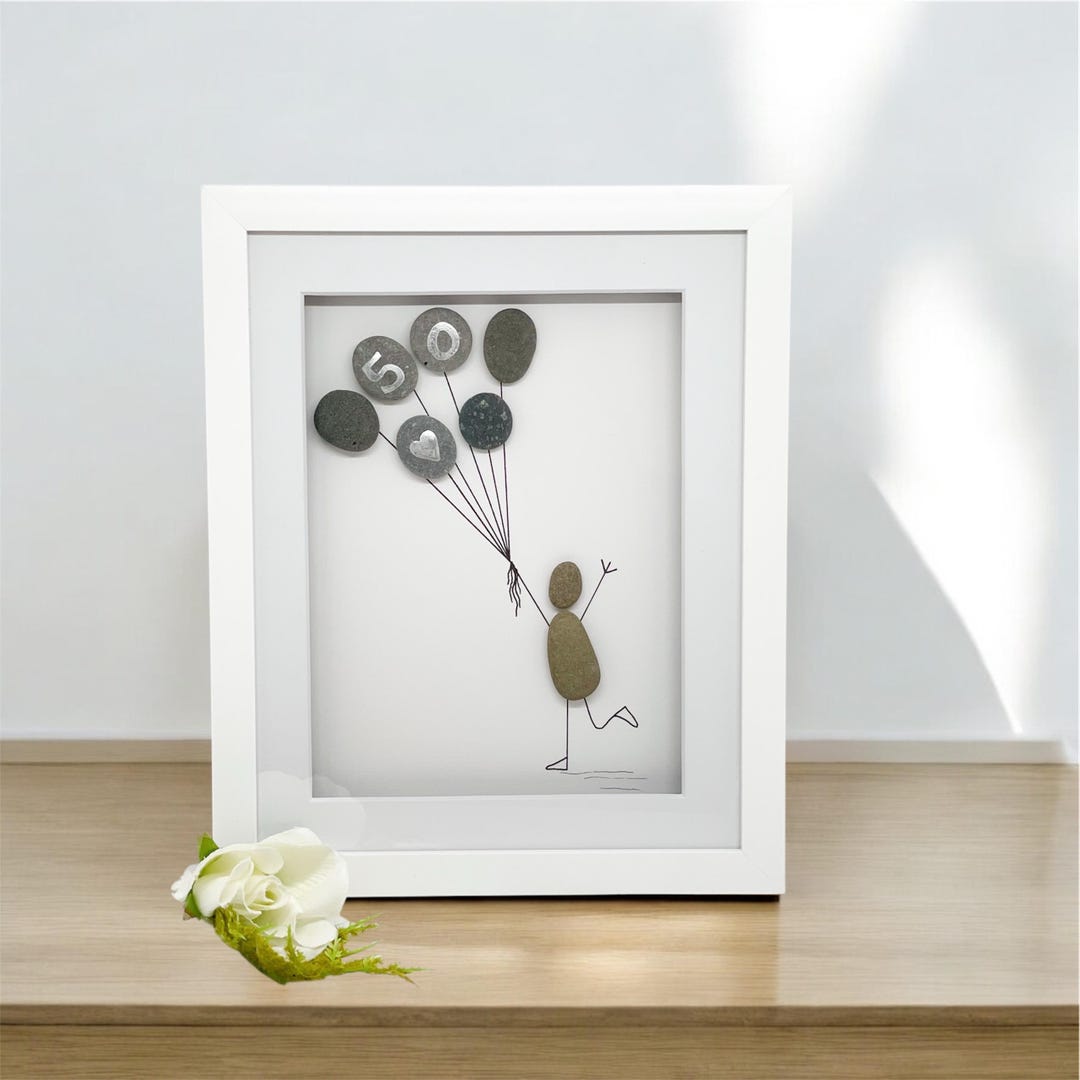 Pebble Art Birthday Gift: Personalized Balloon Picture Frame - Etsy