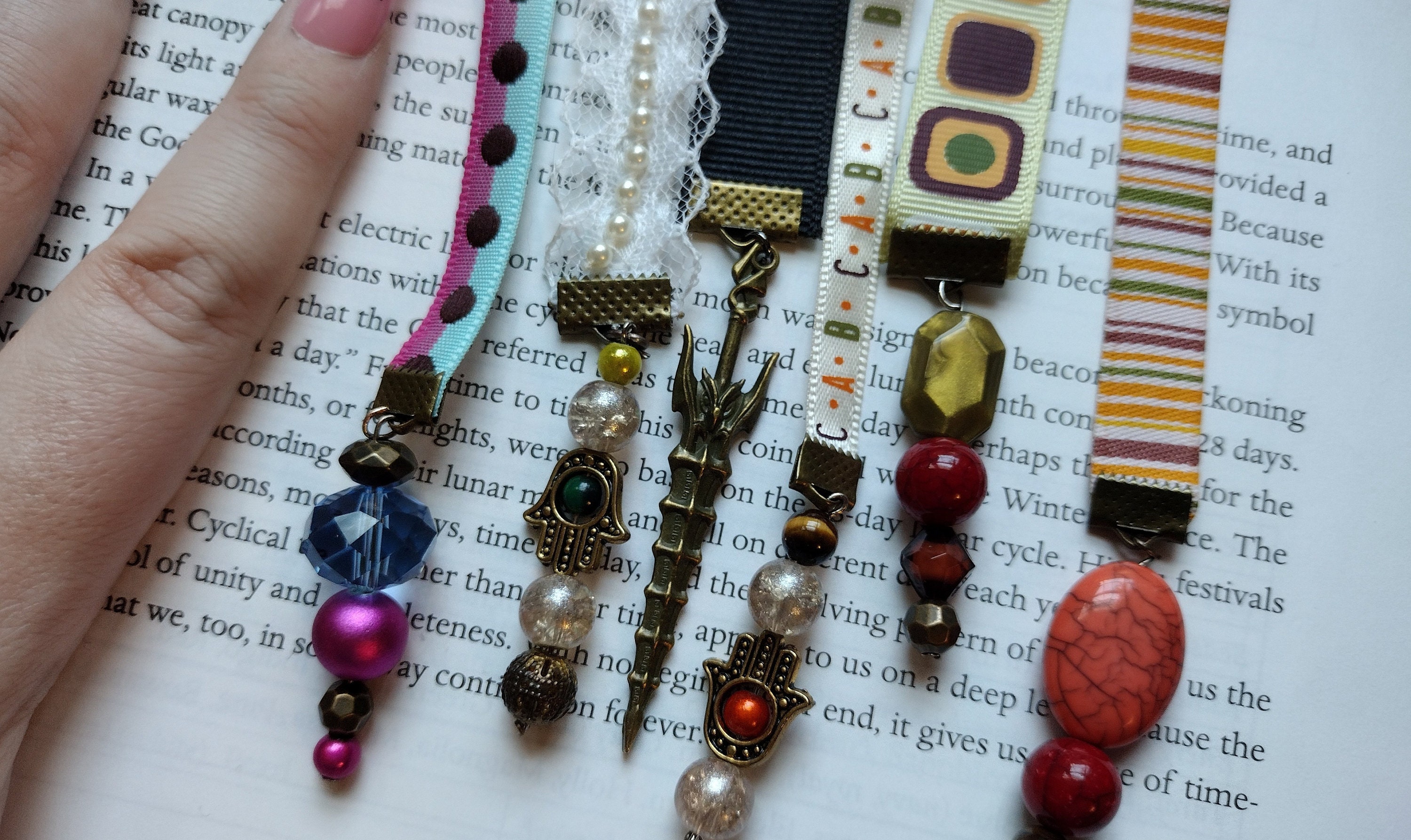 Wiccan Ribbon Bookmark: Decorative Beaded Metal Clasp, 10 Inch - Etsy