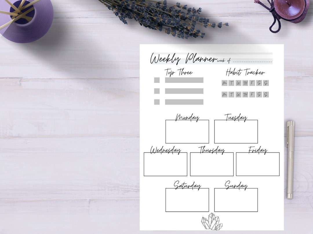 Weekly Planner Printable single Page Layout / Undated to Do - Etsy