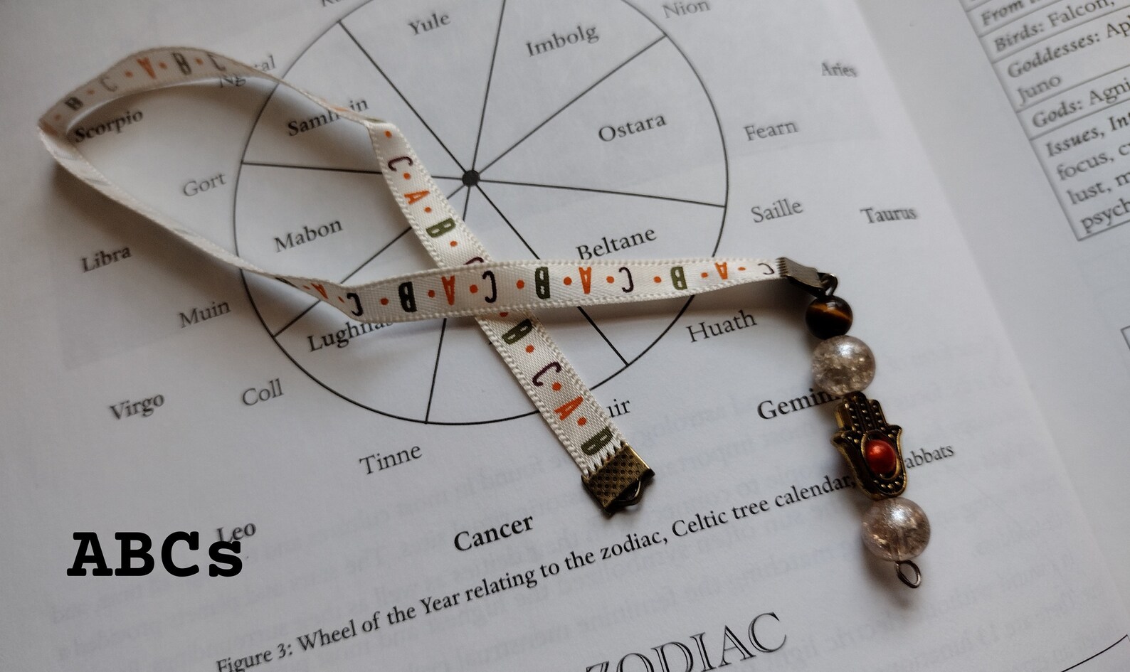 Wiccan Ribbon Bookmark: Decorative Beaded Metal Clasp, 10 Inch - Etsy