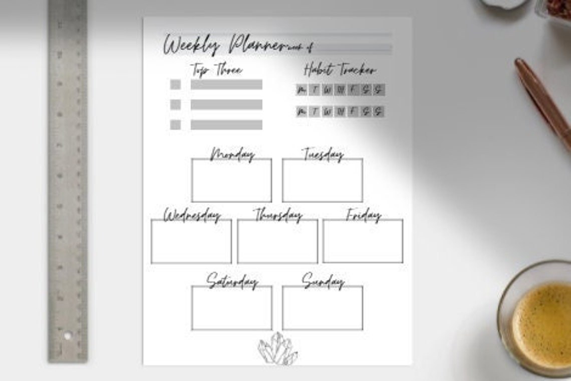 Weekly Planner Printable single Page Layout / Undated to Do - Etsy