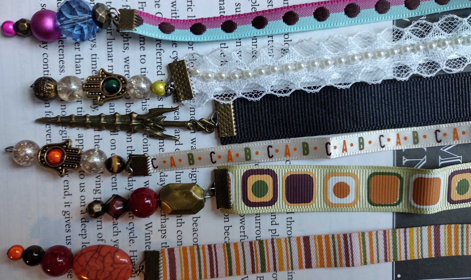 Wiccan Ribbon Bookmark: Decorative Beaded Metal Clasp, 10 Inch - Etsy