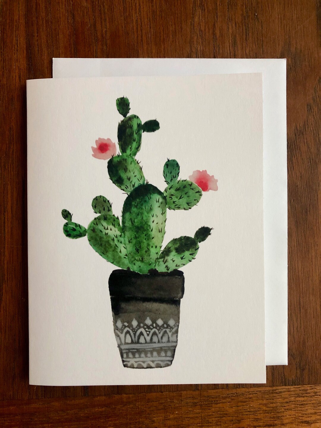 Watercolor Cactus Card - Etsy