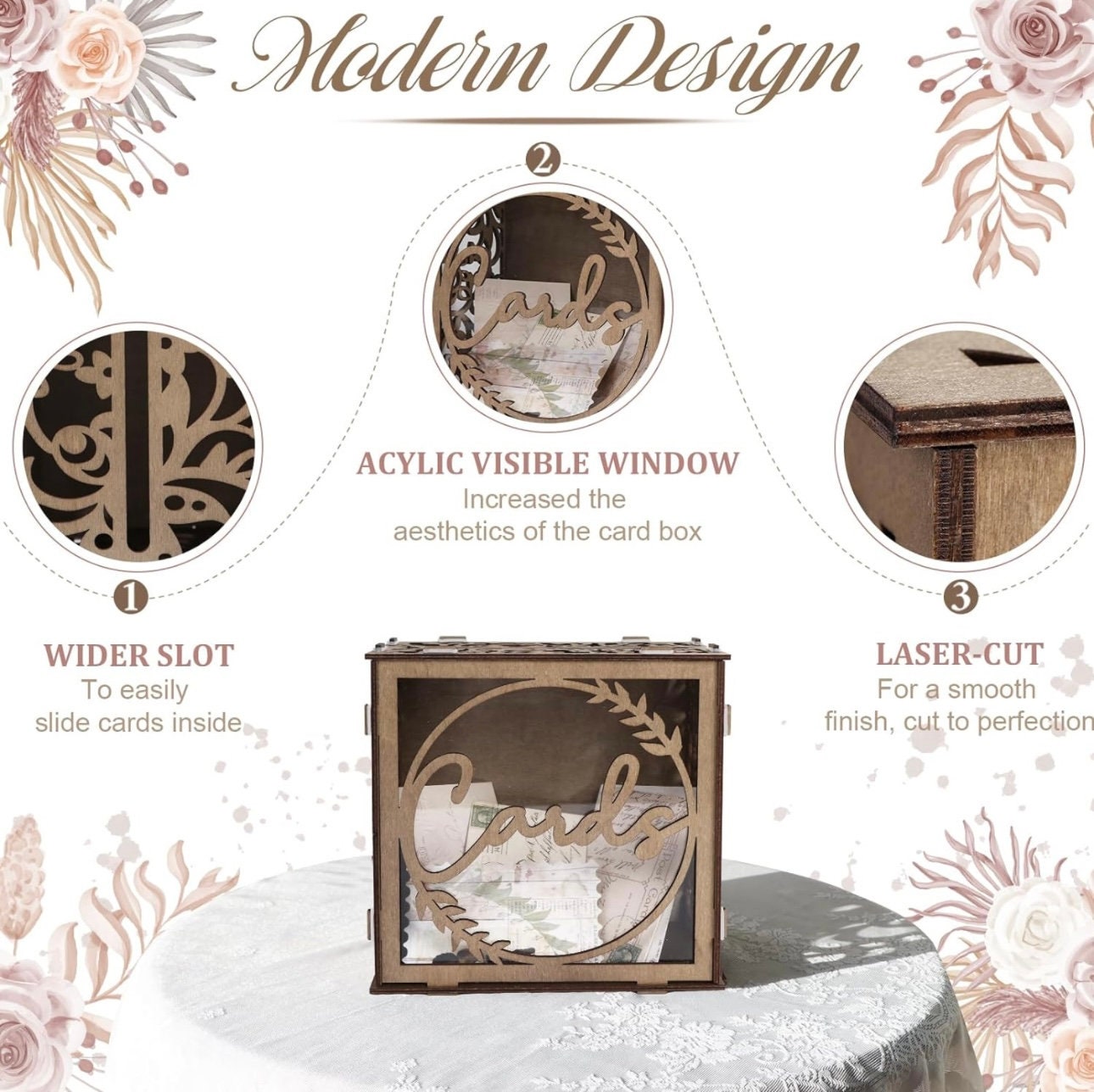 Rustic Wooden Wedding Card Box Card Box for Graduation Birthday Baby ...