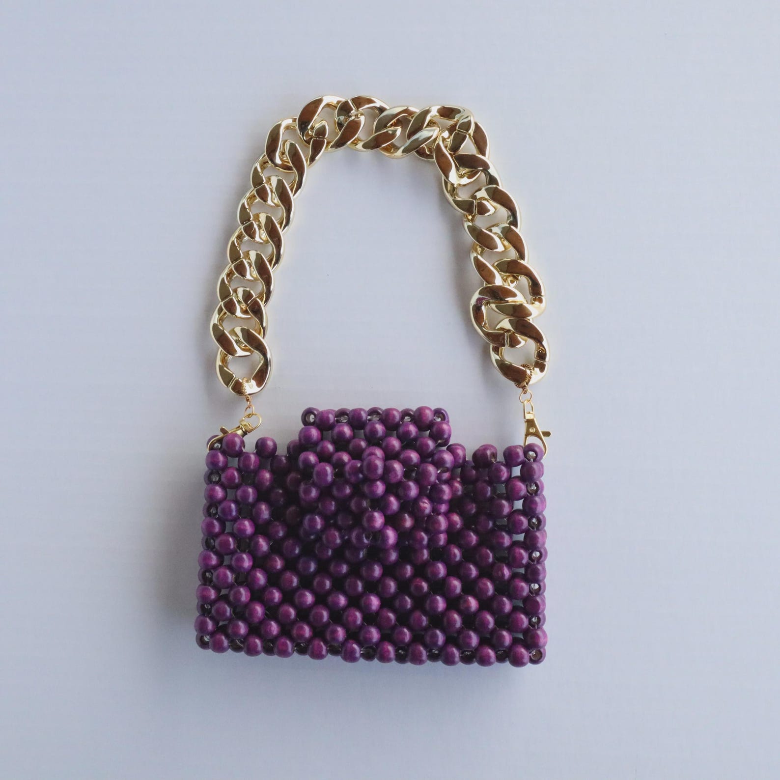 Beaded Purse With Gold Chain Link, Beaded Bag With Magnetic Clasp - Etsy