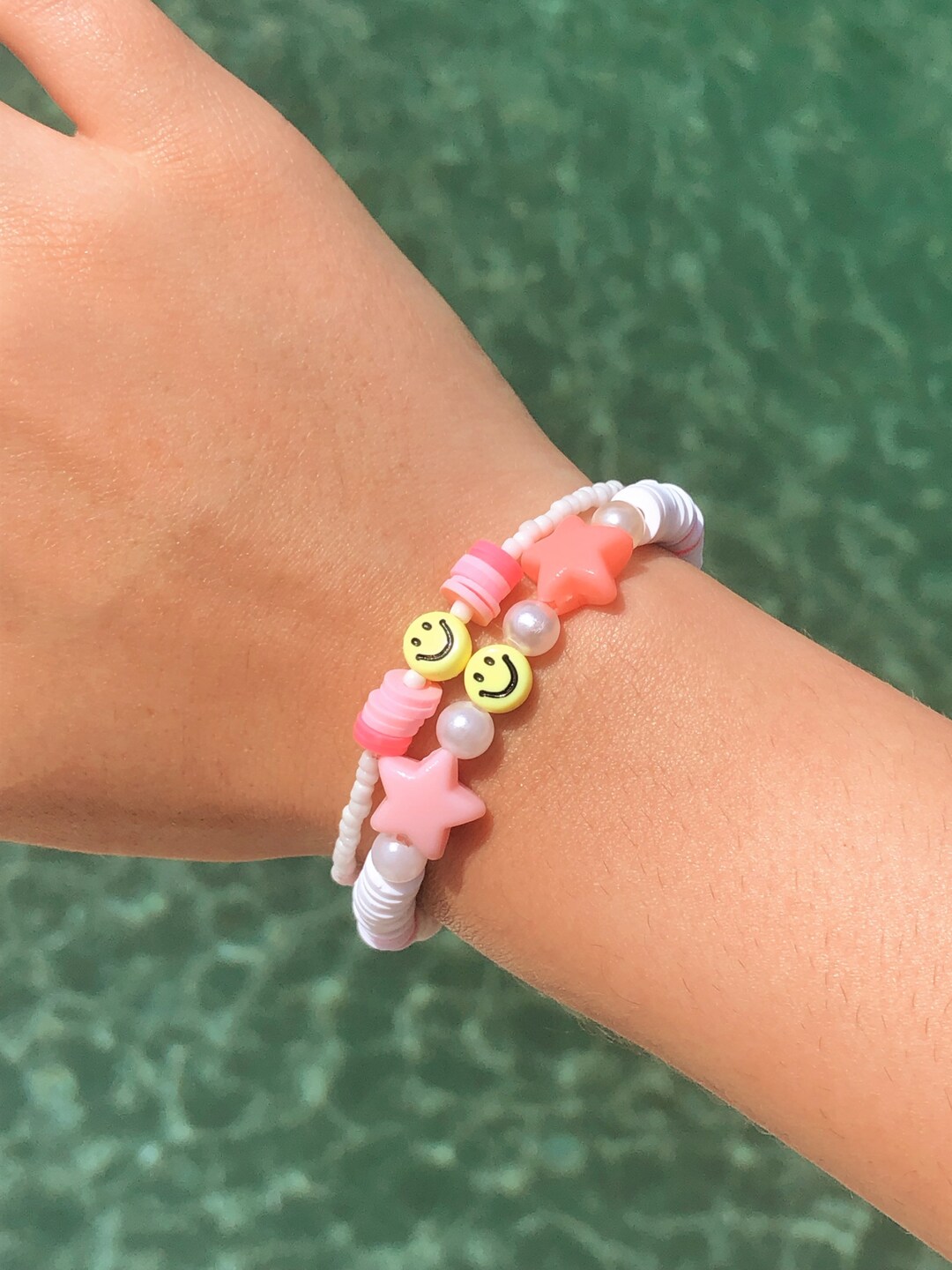 The Smiley Star Stack | Preppy Bracelets - Etsy