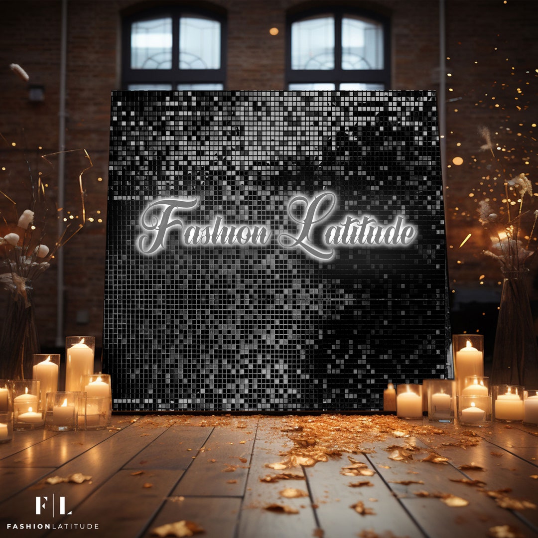 36 Black 12x12 Shimmer Sequin Wall Panels clear Back for Backdrop Photo ...