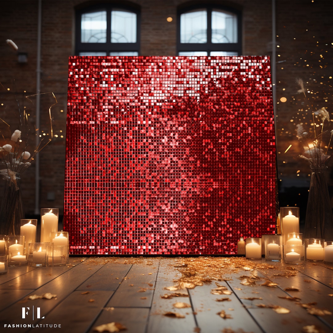 36 Panels Red 12x12 Shimmer Sequin Wall Panels clear Back for Backdrop ...