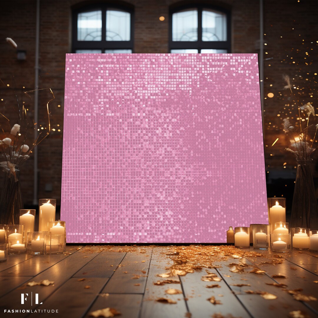 36 Baby Pink 12x12 Shimmer Sequins Wall Panels Clear Back Backdrop ...