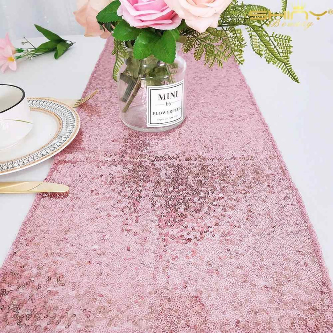 Pink Sequins Sparkling Glitzy Shimmery Table Cloth Runner for Parties ...