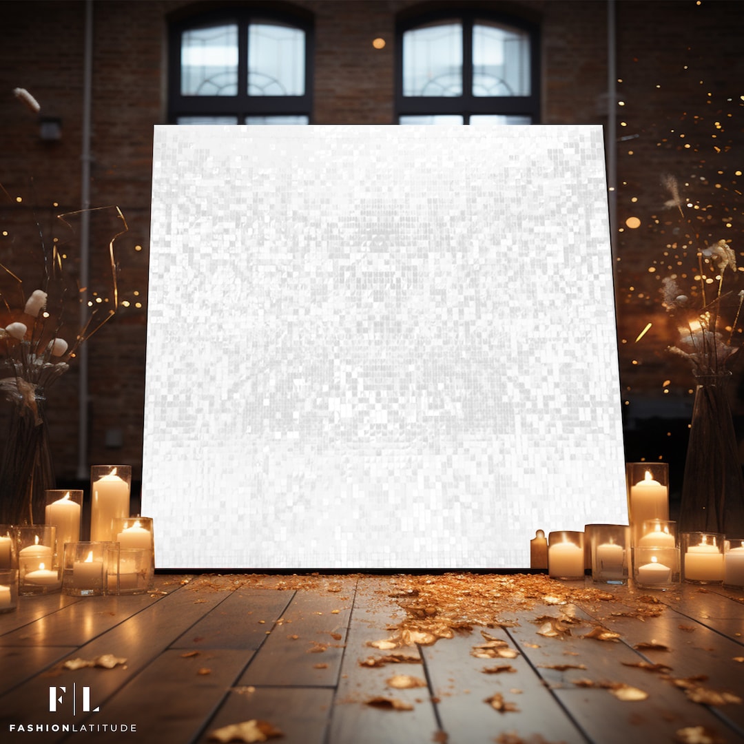 36 Panels White 12x12 Shimmer Sequin Wall Panels clear Back for ...