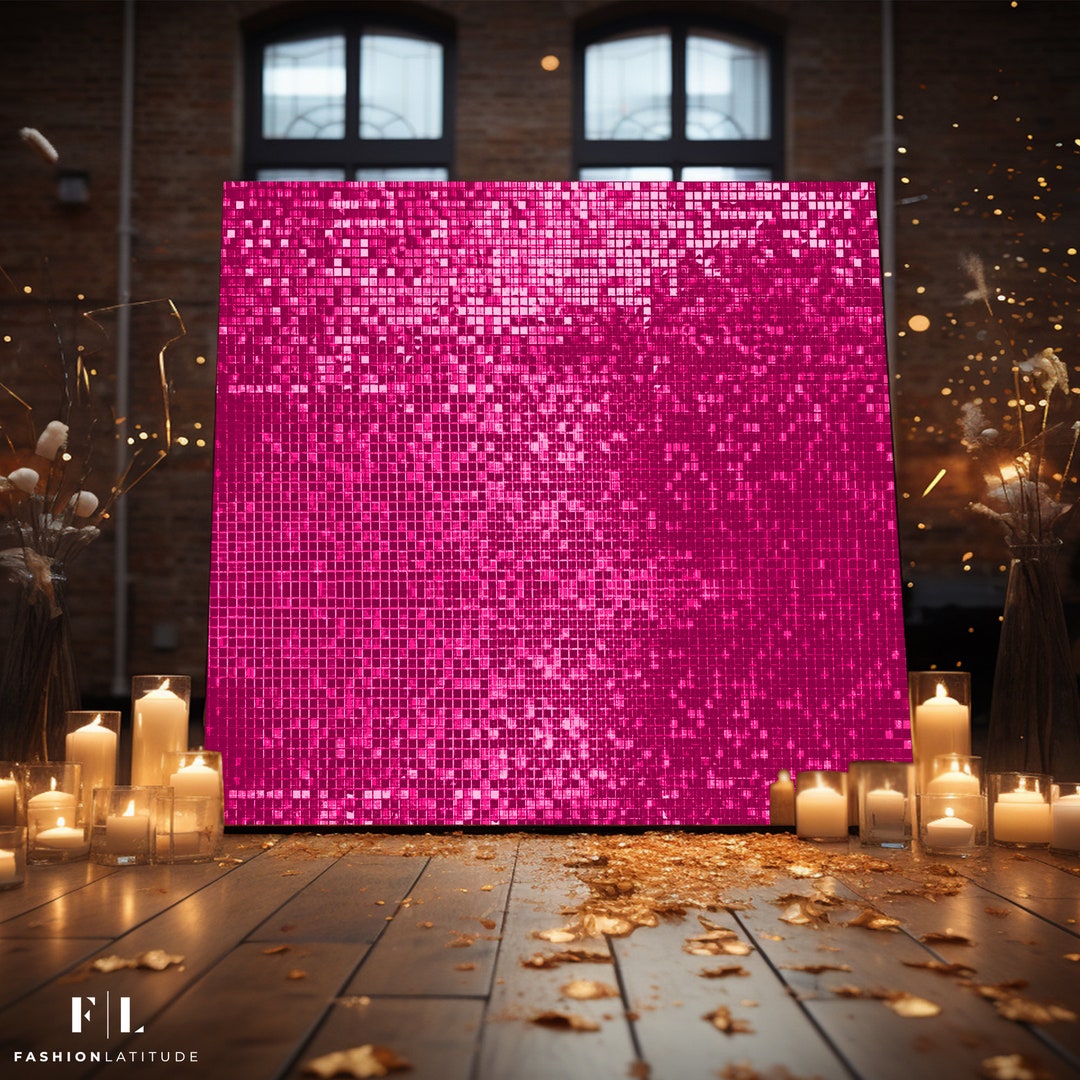 36 Hot Pink 12x12 Shimmer Sequins Wall Panels clear Back for Backdrop ...
