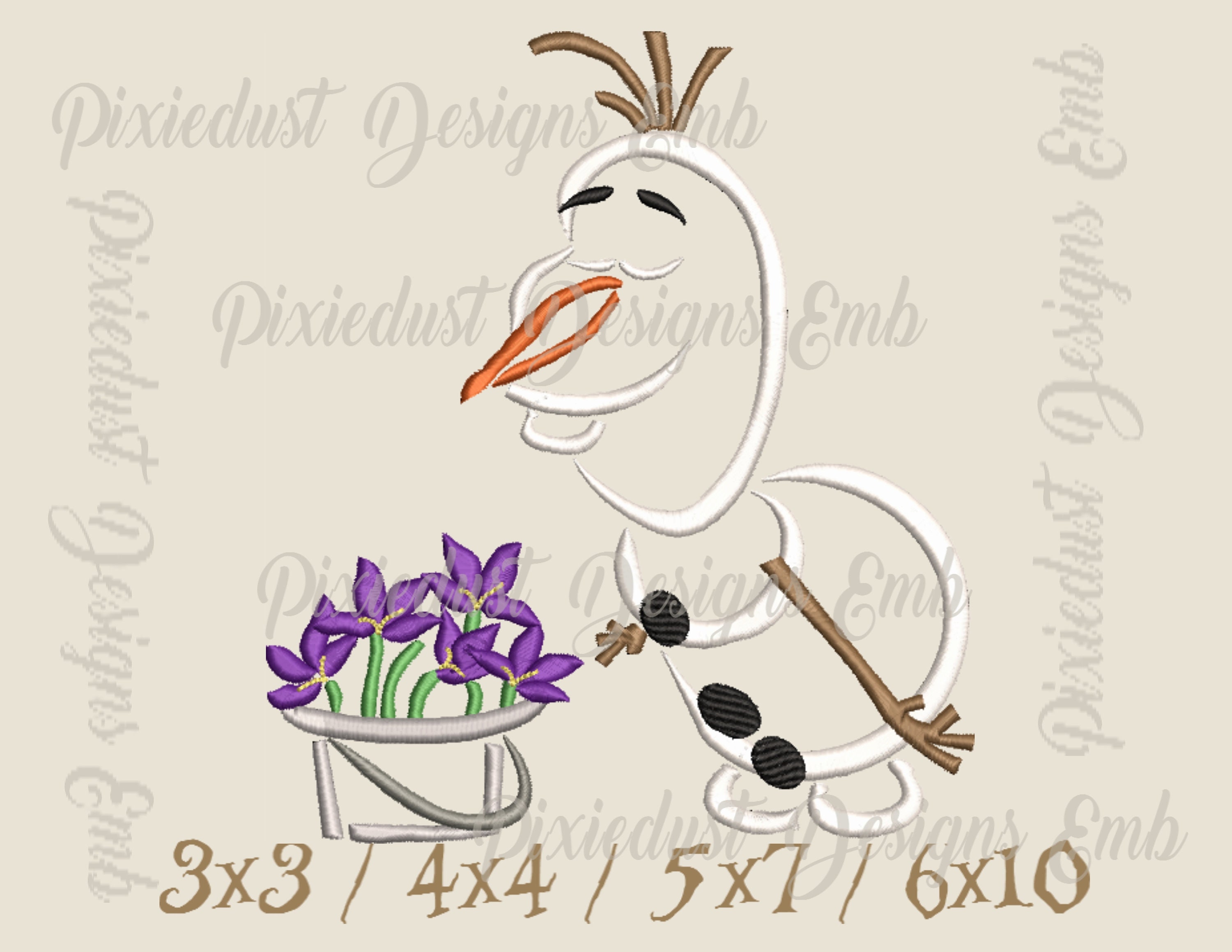 Olaf smelling flowers in Arendelle from Frozen Disney Pixar | Etsy