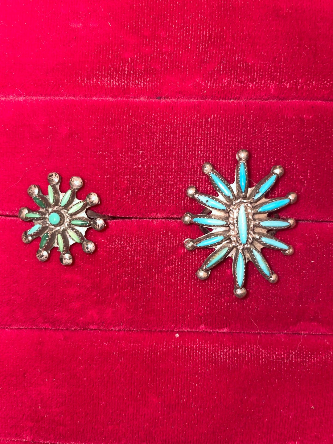 Rare Vintage Zuni Sterling Silver, Turquoise Needle Point (2) Rings - Etsy