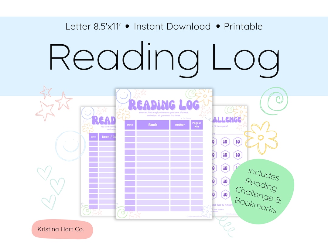PRINTABLE Kids Scribble Art Reading Log, Kids Reading Challenge ...