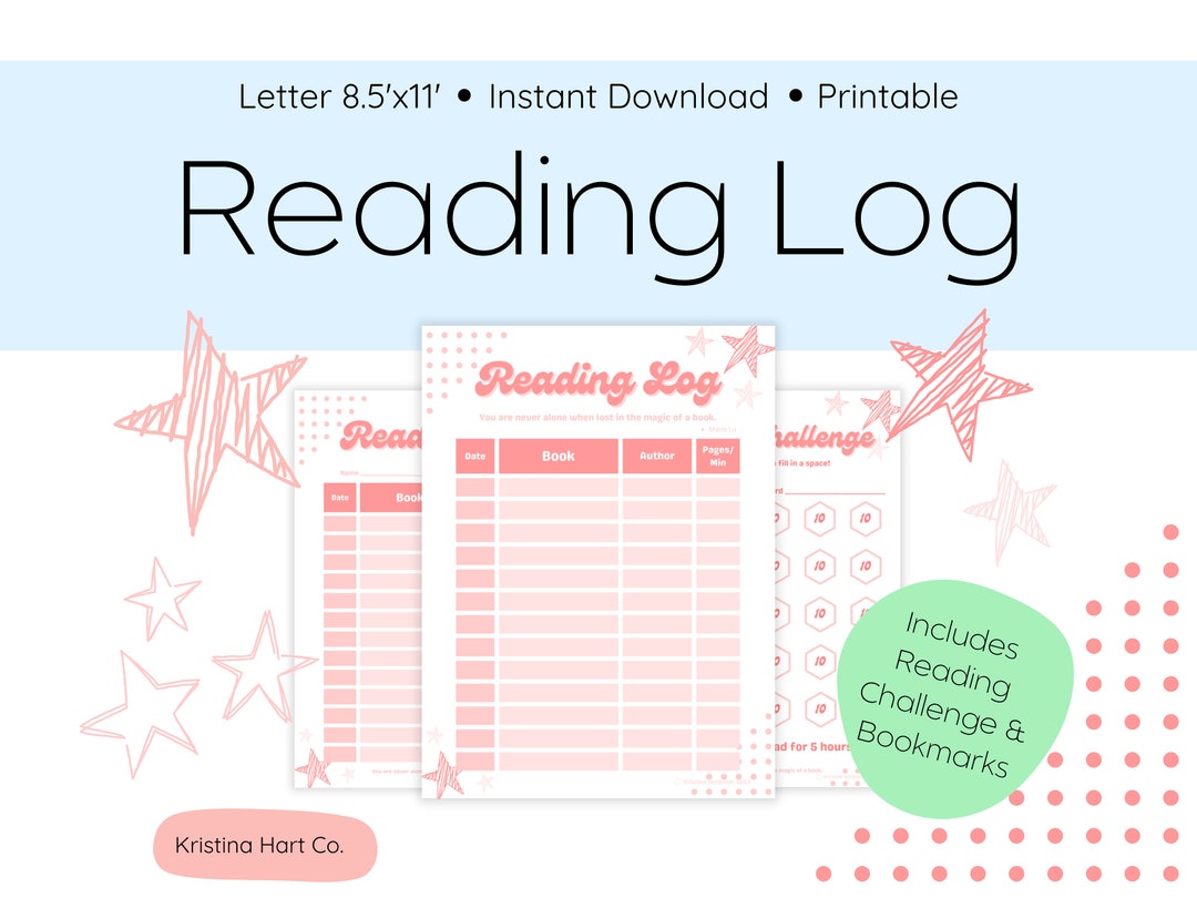 PRINTABLE Kids Stars and Spots Reading Log, Kids Reading Challenge ...
