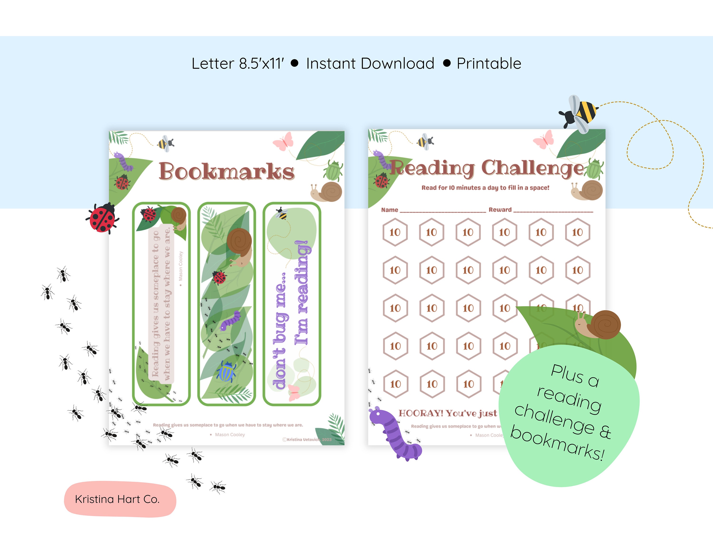 PRINTABLE Kids Bugs Reading Log, Kids Reading Challenge, Reading Log ...