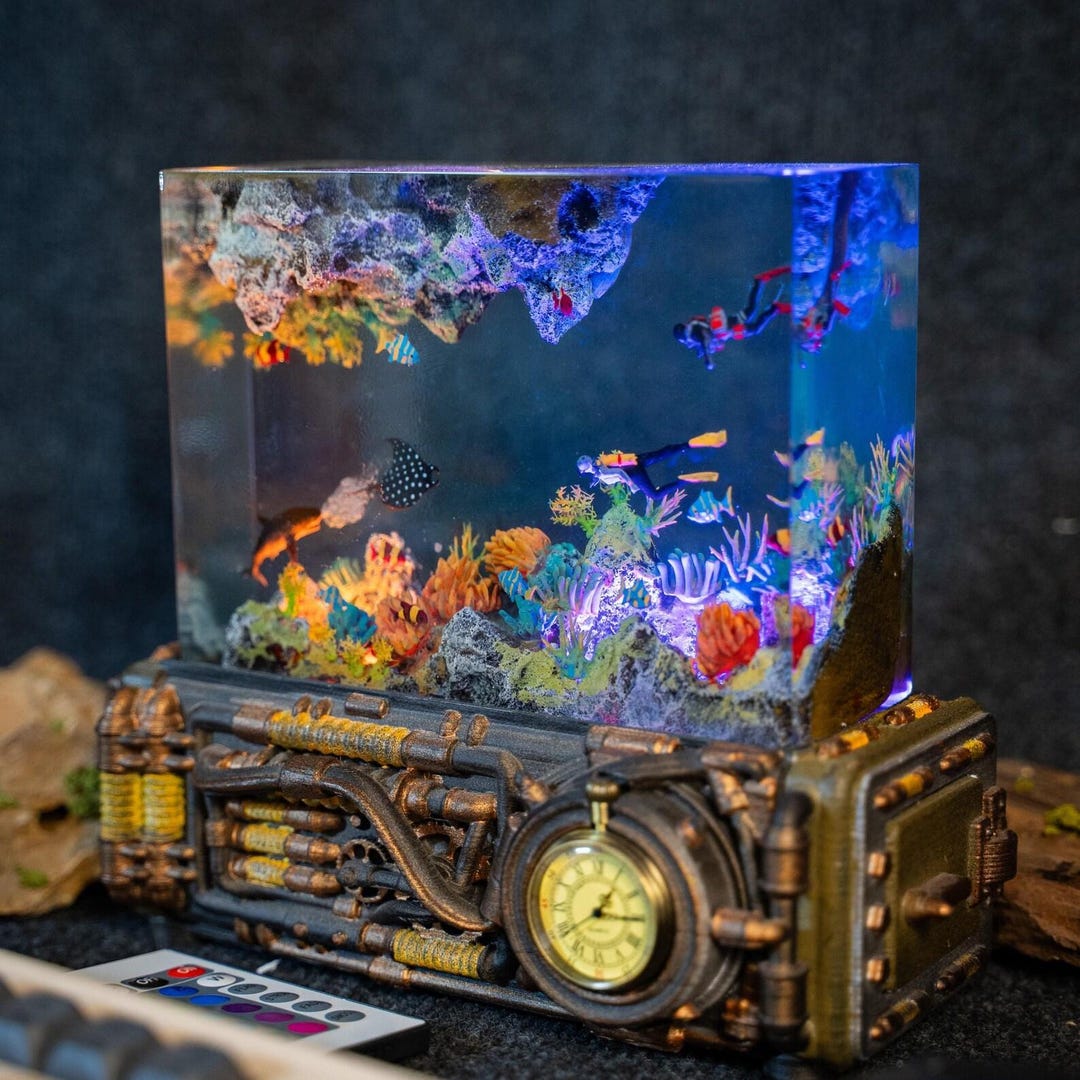 Steampunk Ocean Coral Diver Shark Sting Ray Galaxy Custom Epoxy Resin ...