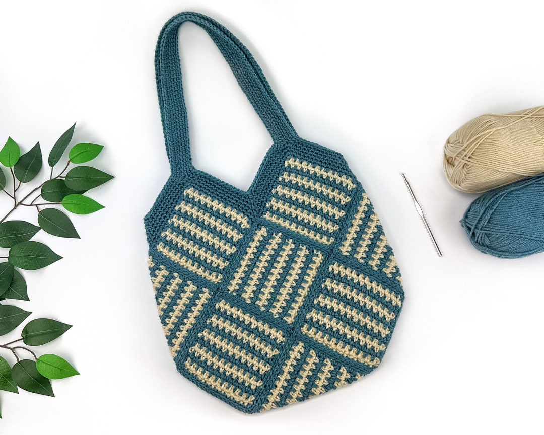 Striped Squares Bag Crochet Pattern | Crochet Bag | Crochet Tote Bag ...
