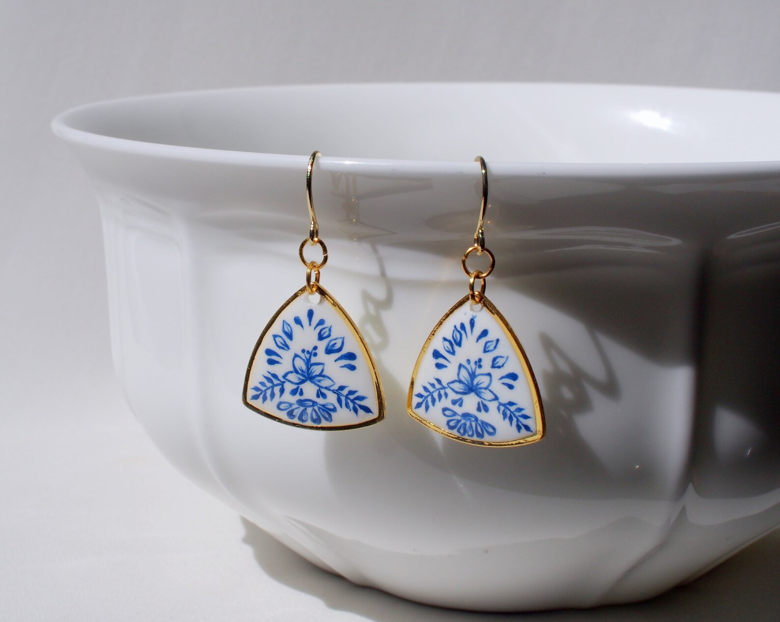 Fine China Earrings Hand-painted Earring Inspired by Blue and | Etsy