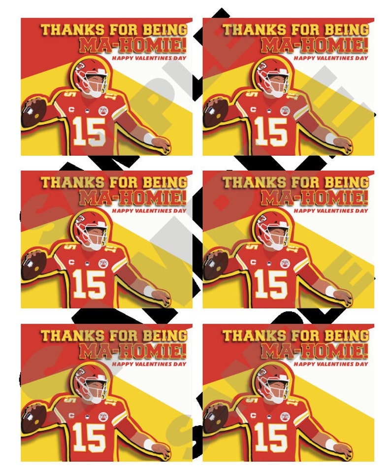 Patrick Mahomes Printable Valentines | Kansas City Chiefs | Thanks for ...