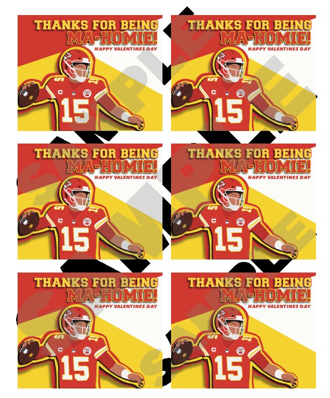 Patrick Mahomes Printable Valentines | Kansas City Chiefs | Thanks for ...