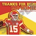 Patrick Mahomes Printable Valentines | Kansas City Chiefs | Thanks for ...
