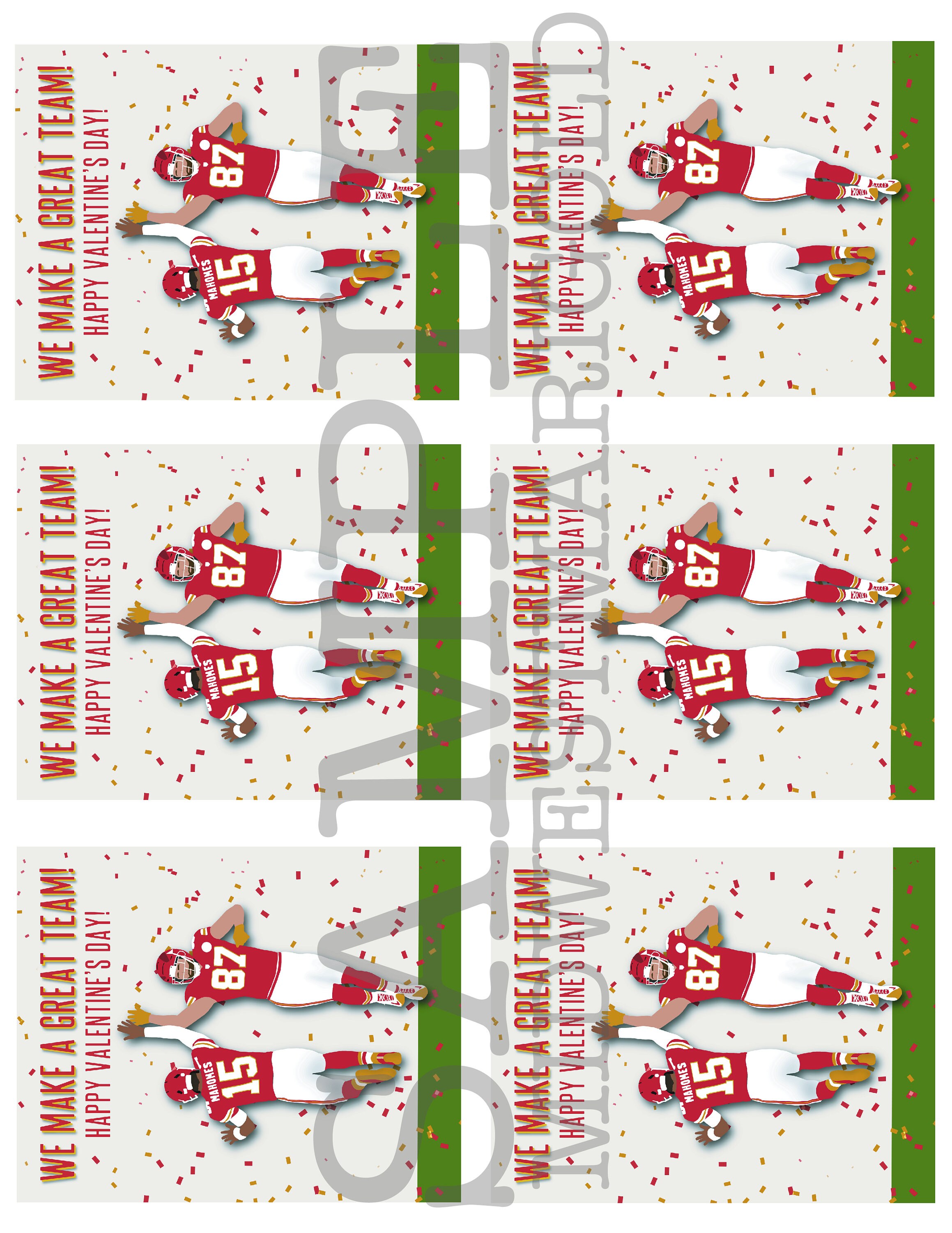 Kansas City Chiefs Printable Valentine’s Day Cards // Patrick Mahomes ...
