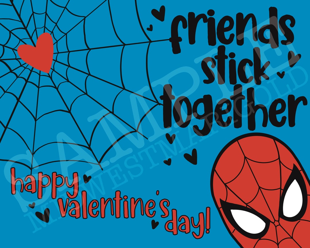 Spider-man Valentine’s Day Card // “friends Stick Together” Valentine ...