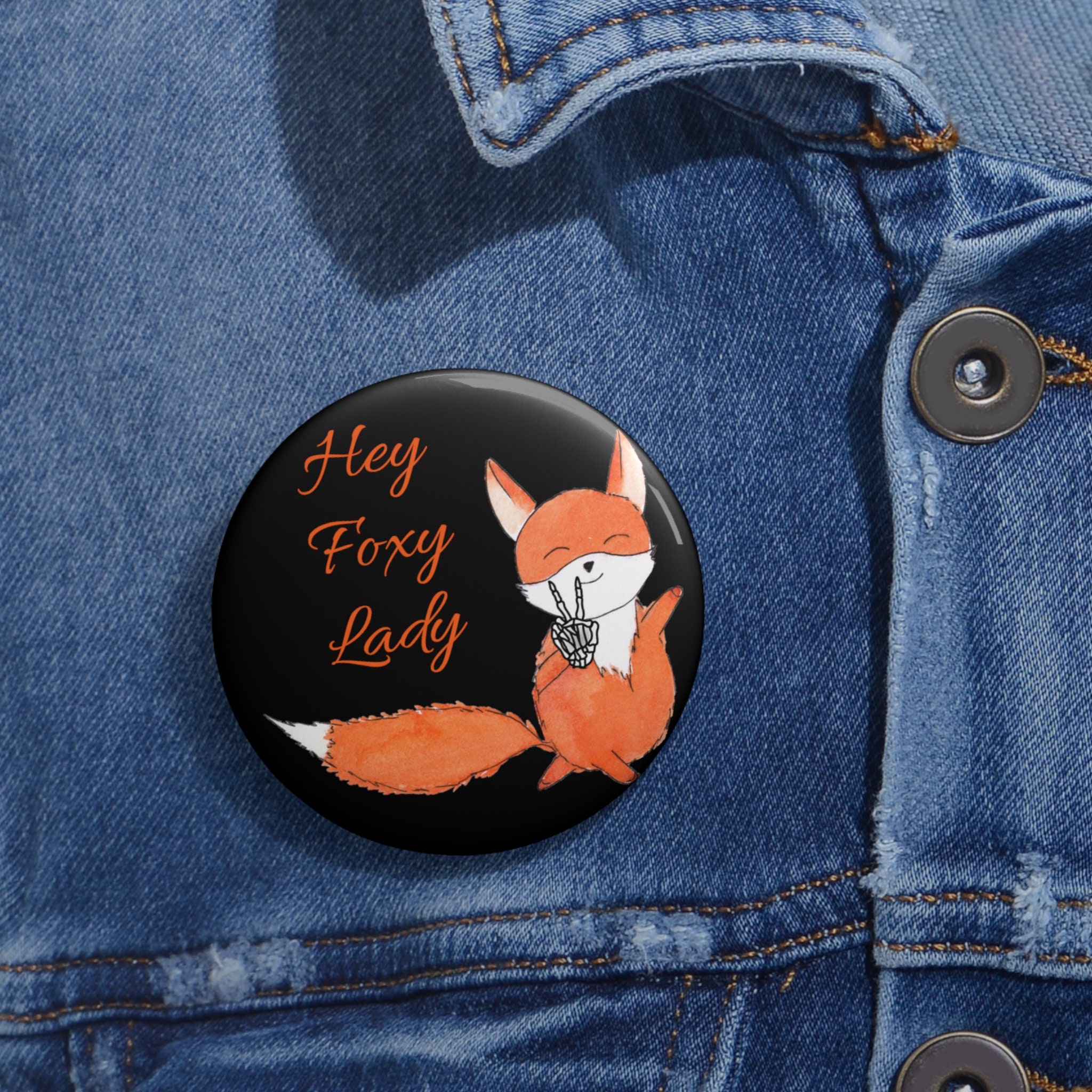 Cute Fox Hey Foxy Lady Cartoon Fox Skeleton Hand Buttons - Etsy