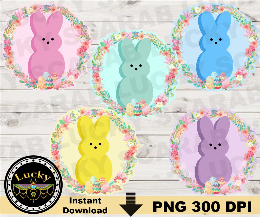 Easter Bunny Peep Bundle, Five Peeps, Easter Wreath, Digital Download ...