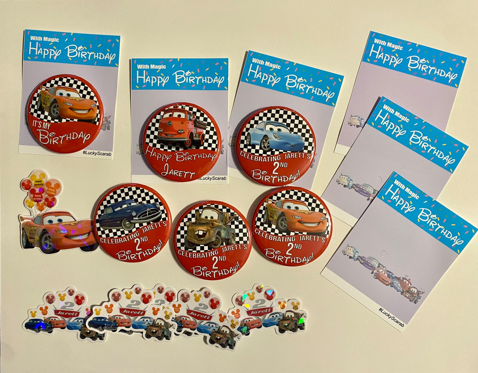 Birthday Button, Cars Birthday, Mater, Lighting Mcqueen, Sally, Flow ...