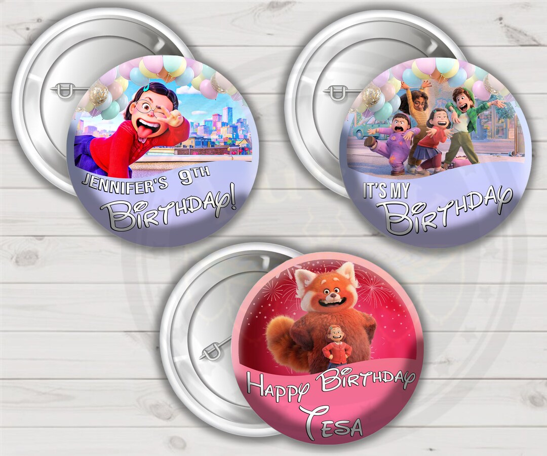 Turning Red Birthday Button Meilin Miriam Pirya Abby - Etsy