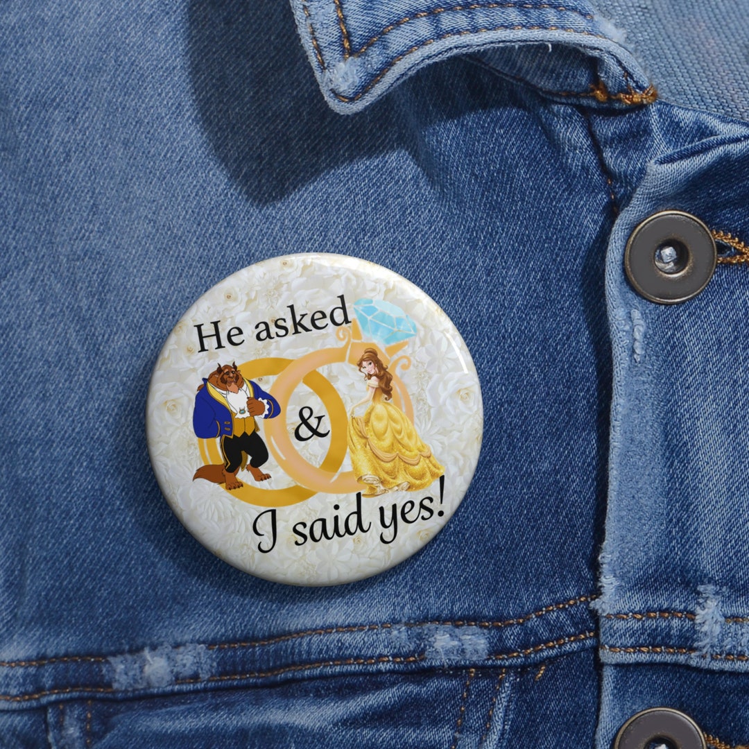 Belle and Beast Wedding Button, Belle Wedding, Beauty Beast Engagement ...