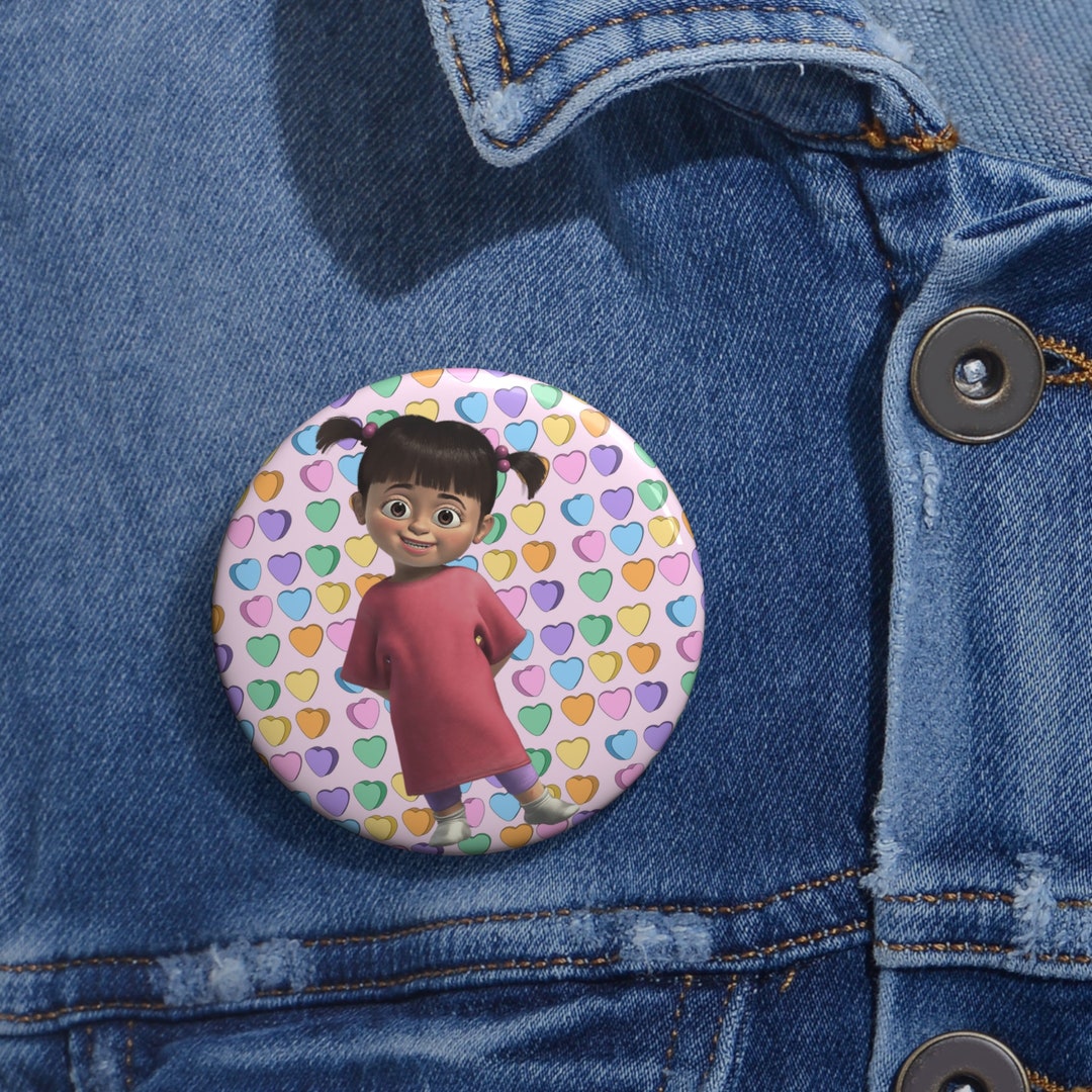 Boo Valentine's Button, Monster's Inc Candy Heart Button, Pastel Pink ...