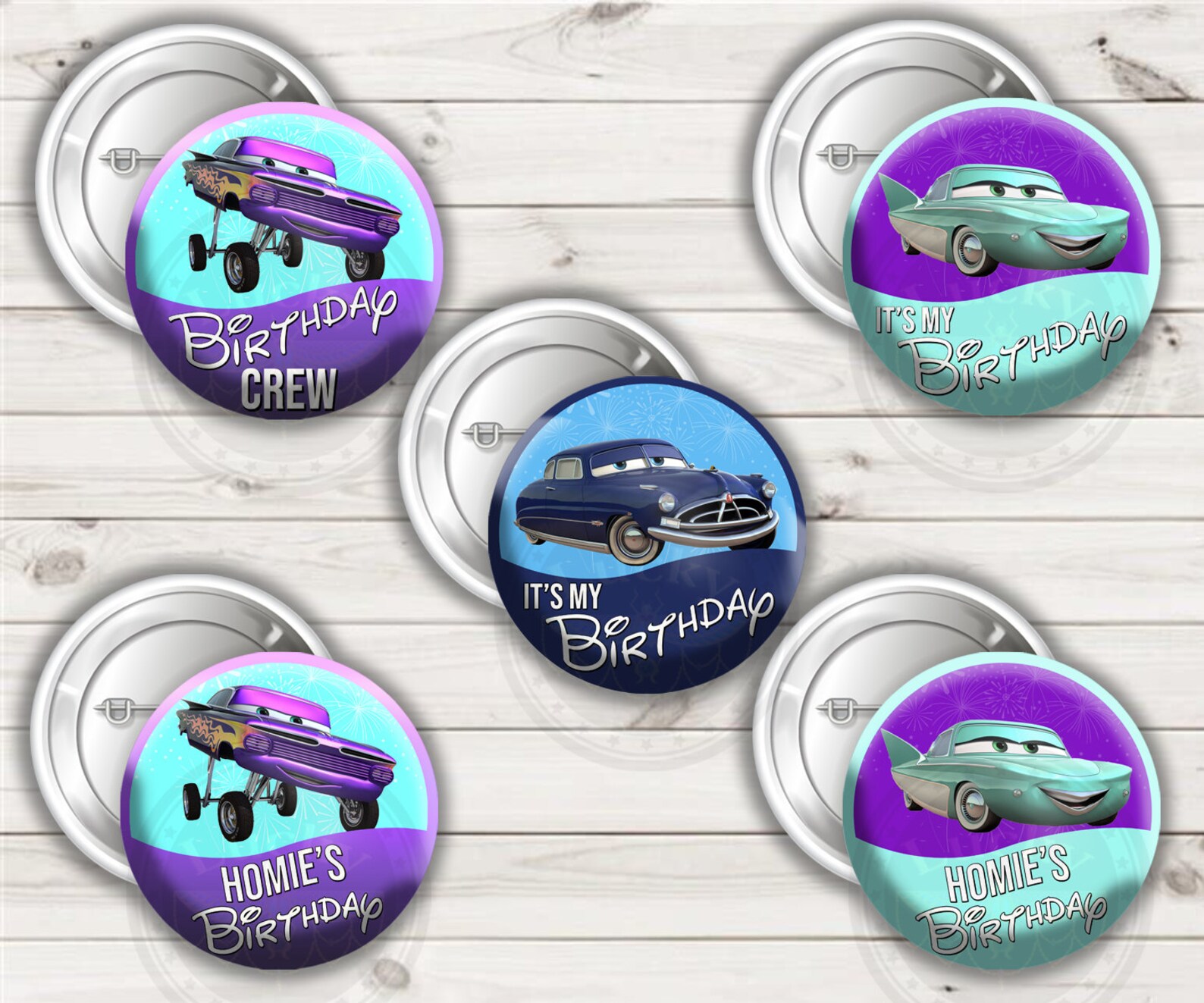 Birthday Button, Cars Birthday, Mater, Lighting Mcqueen, Sally, Flow ...