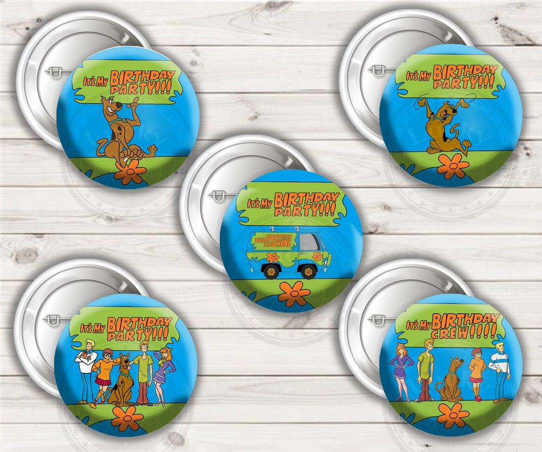 Scooby Birthday Buttons, Mystery Machine Gang Buttons, Velma, Shaggy ...