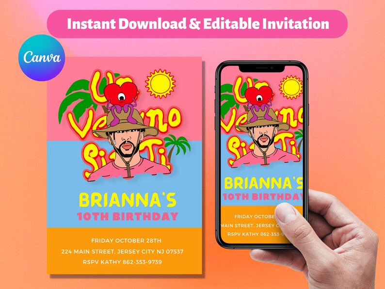 un-verano-sin-ti-bad-bunny-invitation-cards-etsy
